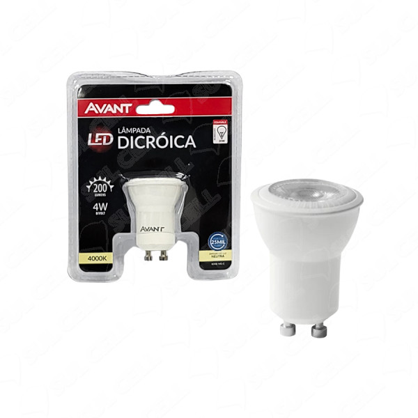 Lampada Led Dicroica MR11 4w Bocal GU10 Branco Neutro 4000K - Bivolt Avant - Lampadas Led - Elétrica