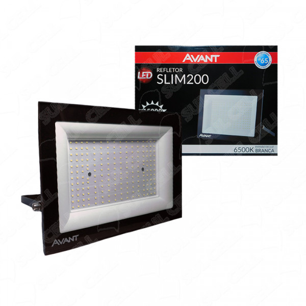 Refletor Holofote Led Slim 200w Branco Frio IP65 6500K Avant -Bivolt (259701370) - Elétrica