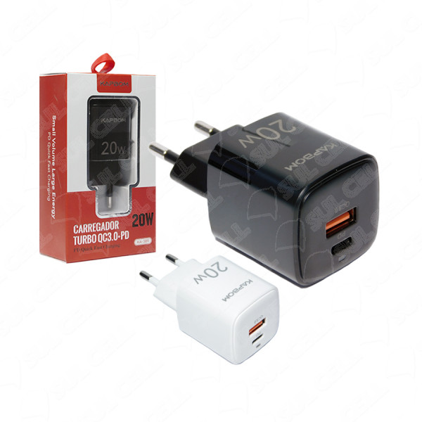 Fonte Carregador de Tomada Turbo 5v 9v 12v 3.0A Usb e Usb-C 20W (KA-389 ...